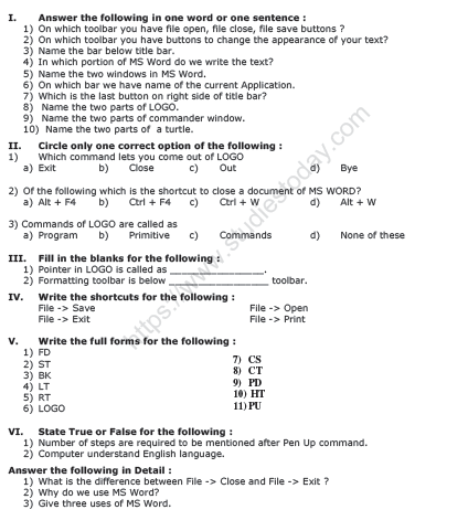 CBSE Class 3 Computer Windows Accessories Worksheet